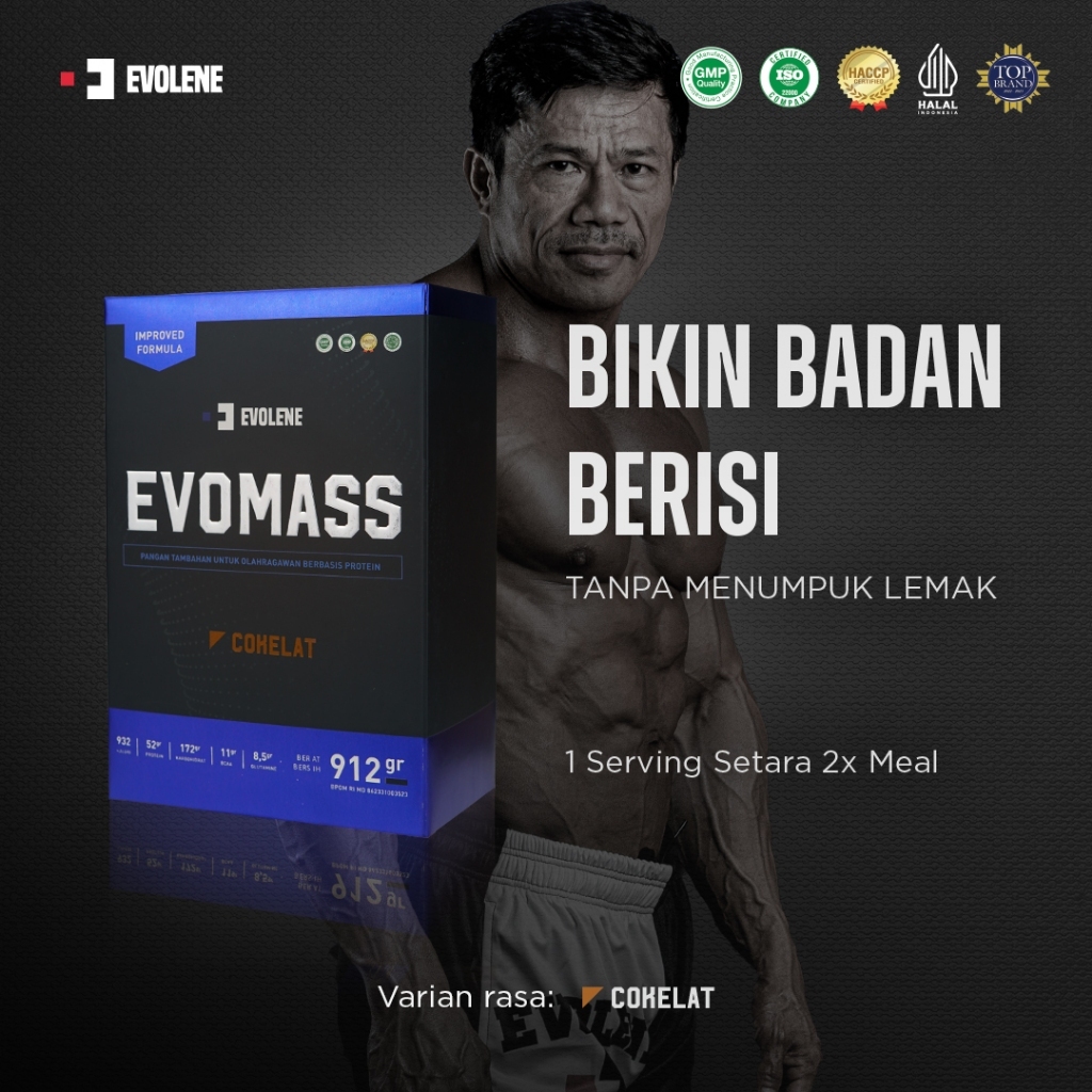 Jual Evolene Evomass Gainer Evo Mass 2lbs 912gram 2 lbs 912 g HALAL BPOM | Shopee Indonesia