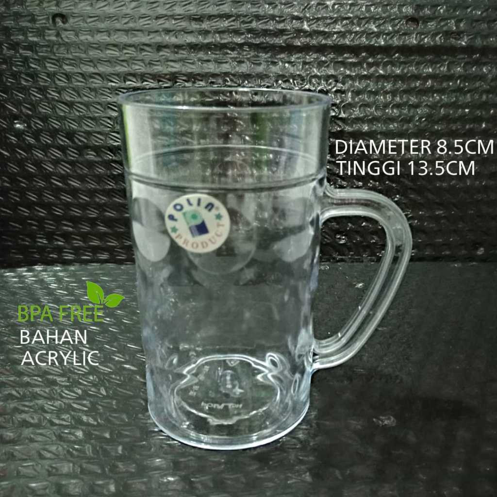 Jual [POLIN] GL-18 GELAS GAGANG ACRYLIC POLKADOT 550ML GELAS BIR ...