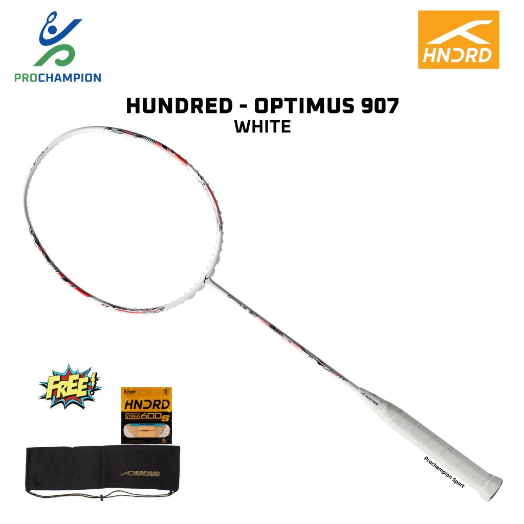Jual New ! Raket Badminton Hundred HNDRD Optimus 907 White | Shopee ...