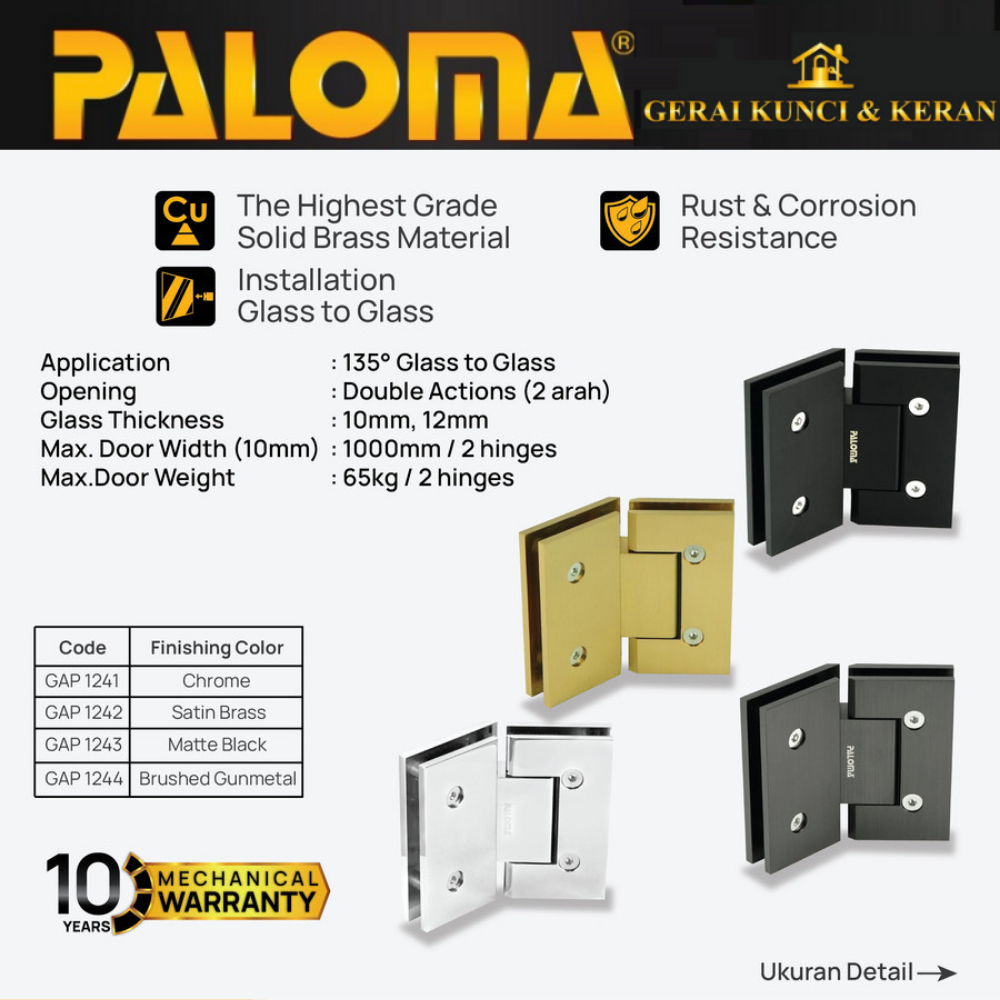 Jual PALOMA Engsel Shower Hinge Pintu Kaca Kamar Mandi Jepit Penjepit ...