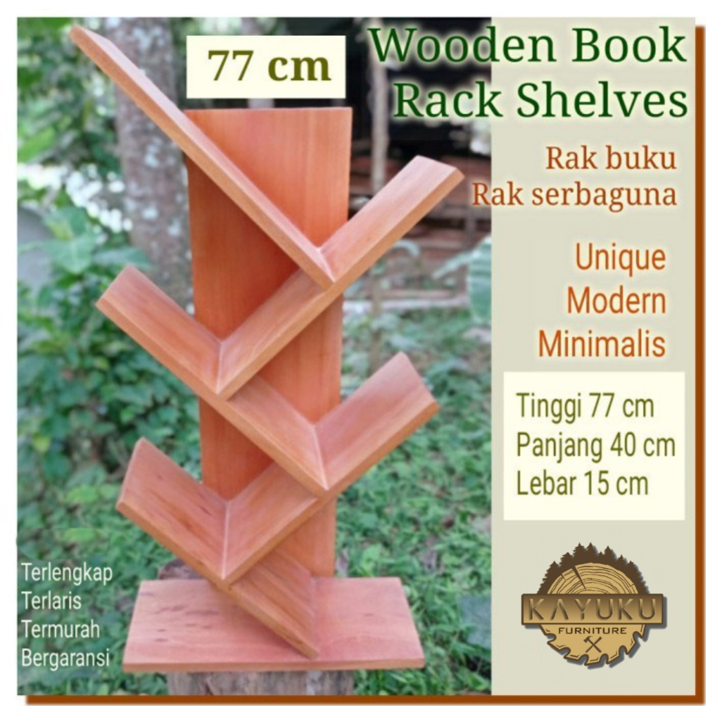 Jual Rak buku rak kayu 77cm wooden book rack shelves rak kayu serbaguna ...