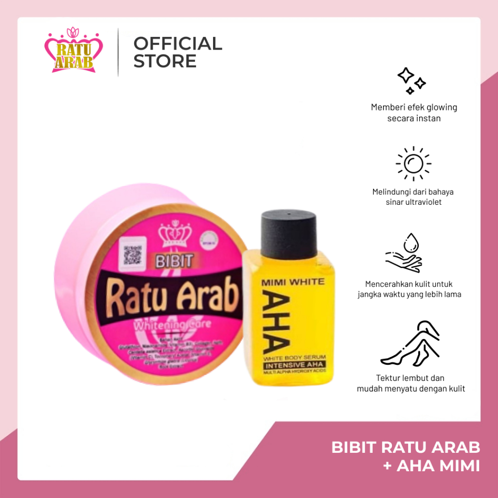 Jual Body Lotion Pemutih Bibit Ratu Arab + AHA MIMI Serum Booster ...