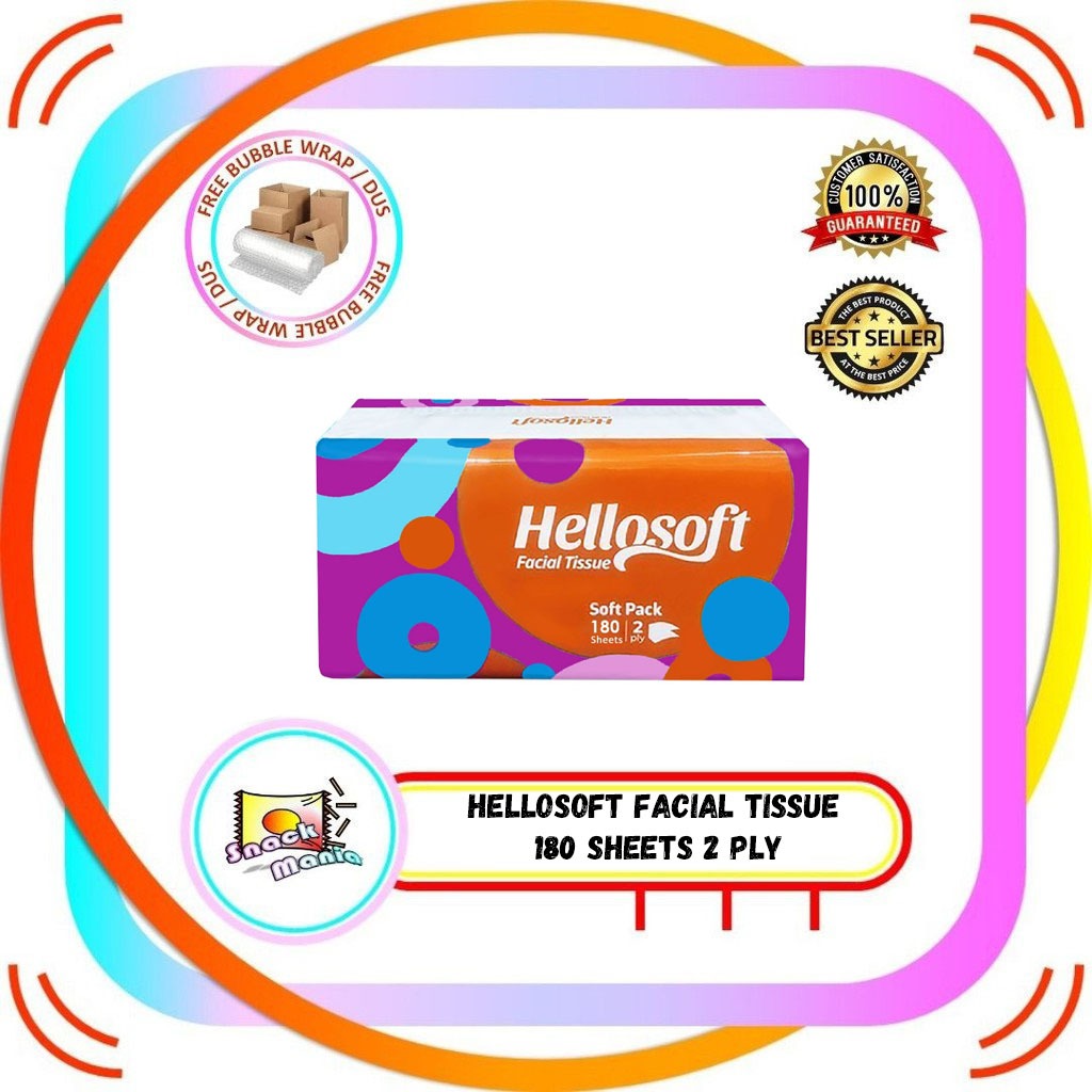 Jual Hellosoft Facial Tissue ~ 180 Sheets 2 ply Tisu Wajah | Shopee ...