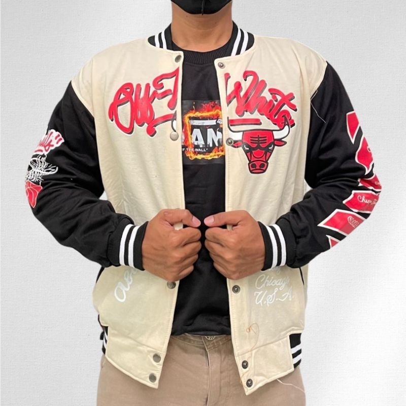 Jual JAKET BASEBALL KANCING ALLSIZE GAMBAR OFFWHITE (BANTENG) | Shopee ...