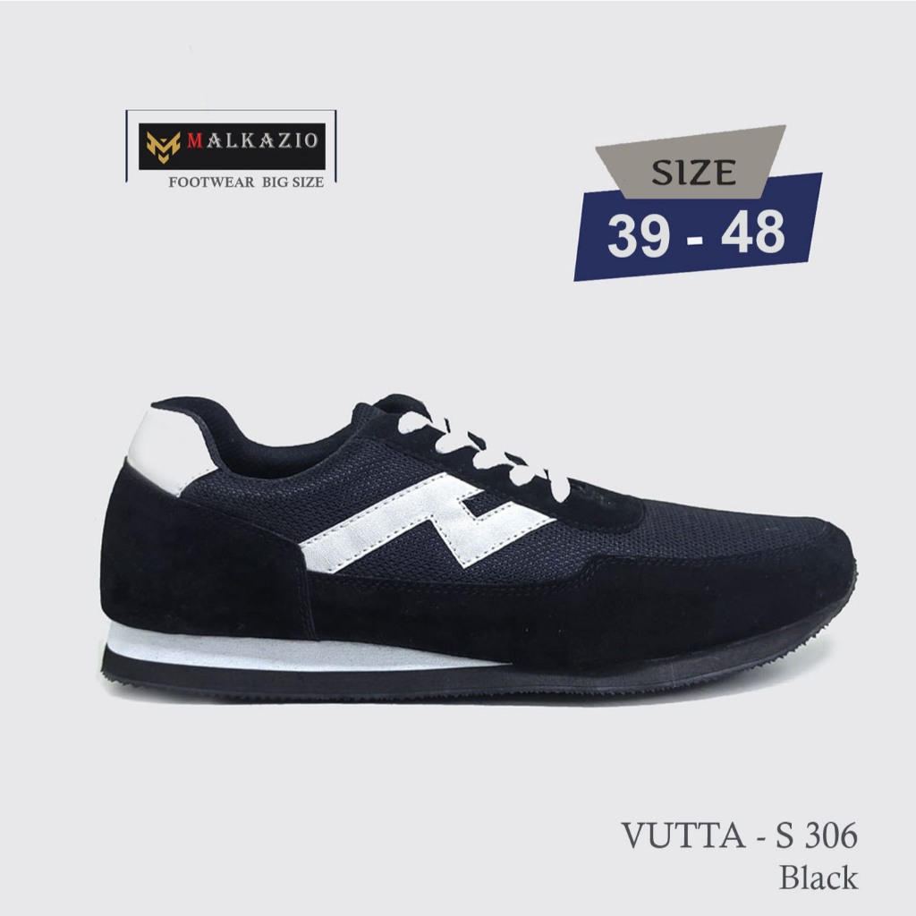 Jual VUTTA BLACK WHITE || Big Size 39-48 || Sepatu Sneakers Ukuran ...