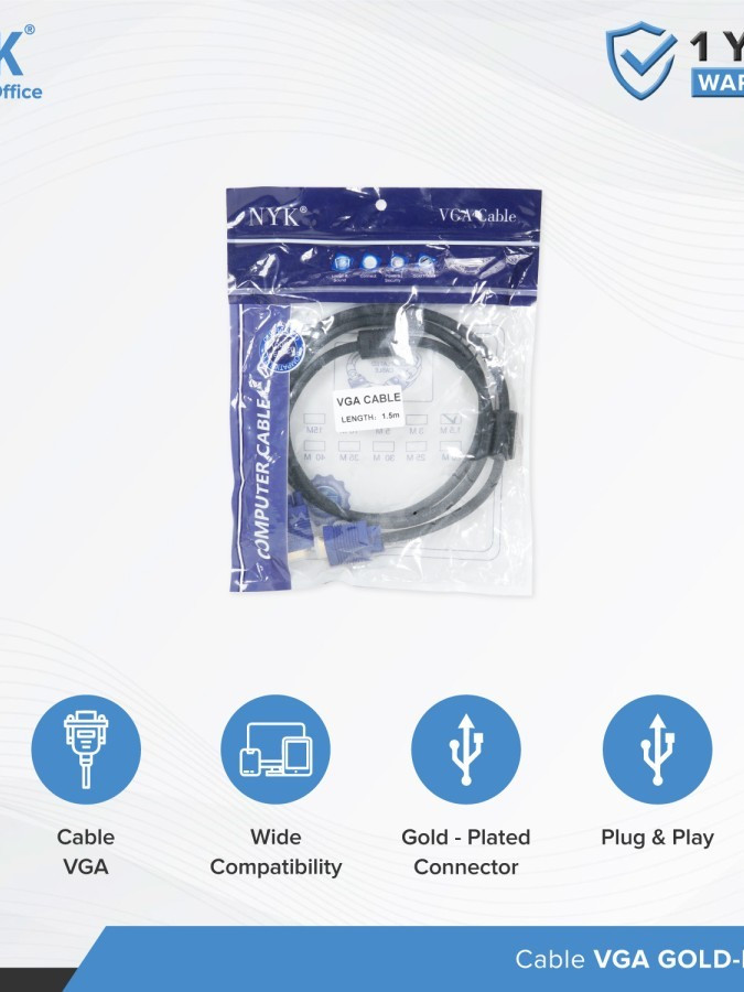 Jual Kabel VGA 5 Meter NYK GOLD PLATE / Kabel VGA Gold NYK 5 Meter | Shopee Indonesia