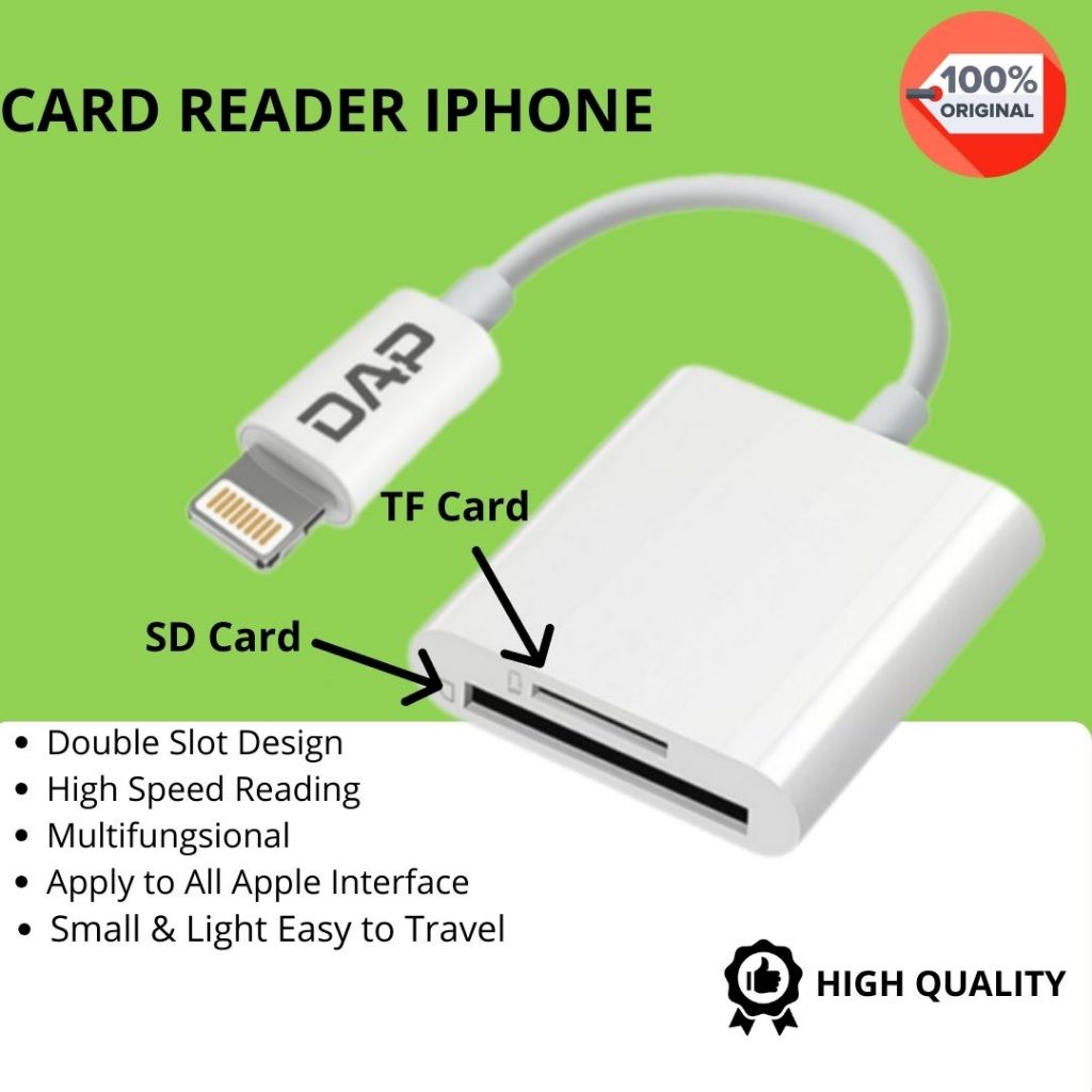 Jual DAP Card Reader D-CR03 USB 2.0 480Mbps Lightning to SD/TF ...