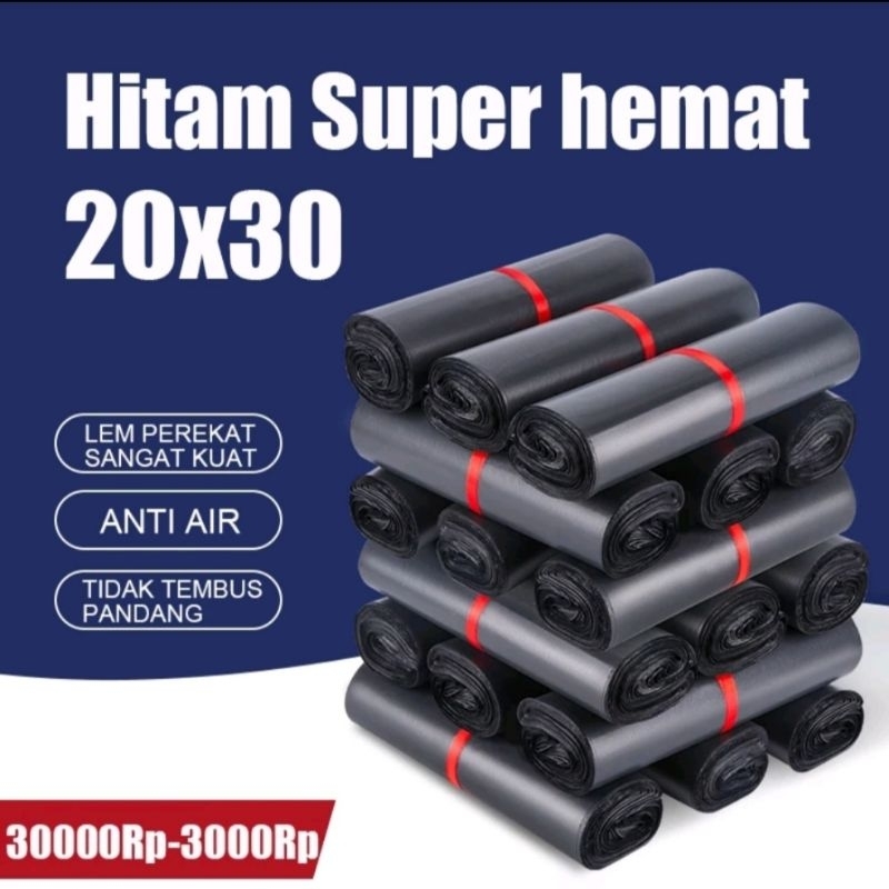 Jual Plastik Packing Hitam Polymailer 20x30 cm Isi 100 Pcs Tebal dan ...