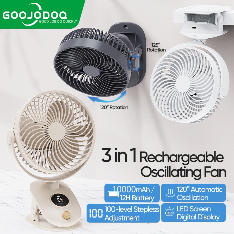 Jual Goojodoq Rotasi otomatis Kipas Angin Clip 10000mAh Kipas Angin ...