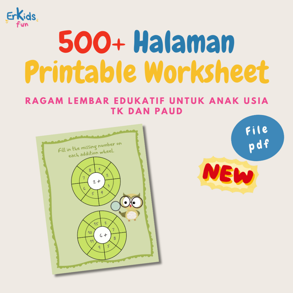 Jual 500 Halaman Printable Worksheet untuk Anak Usia TK - SD - Letter ...