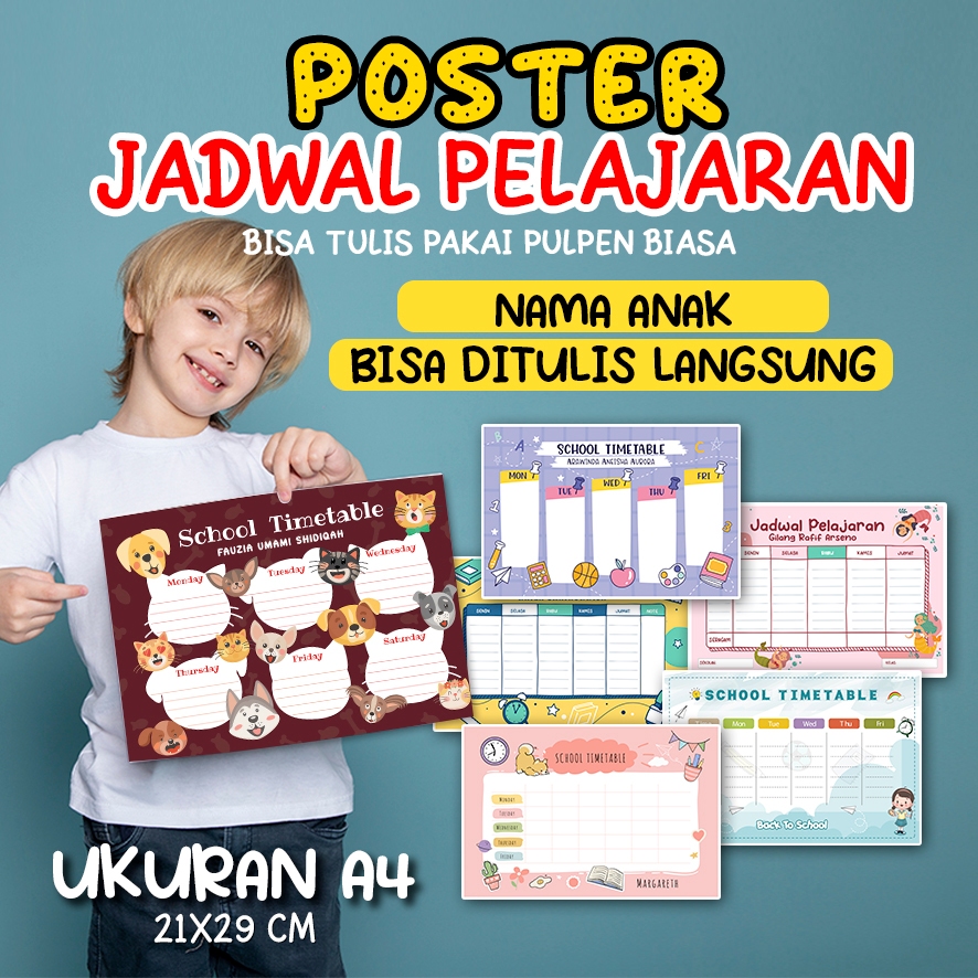 Jual Mini Poster Jadwal Pelajaran Sekolah Ukuran A4 | Shopee Indonesia