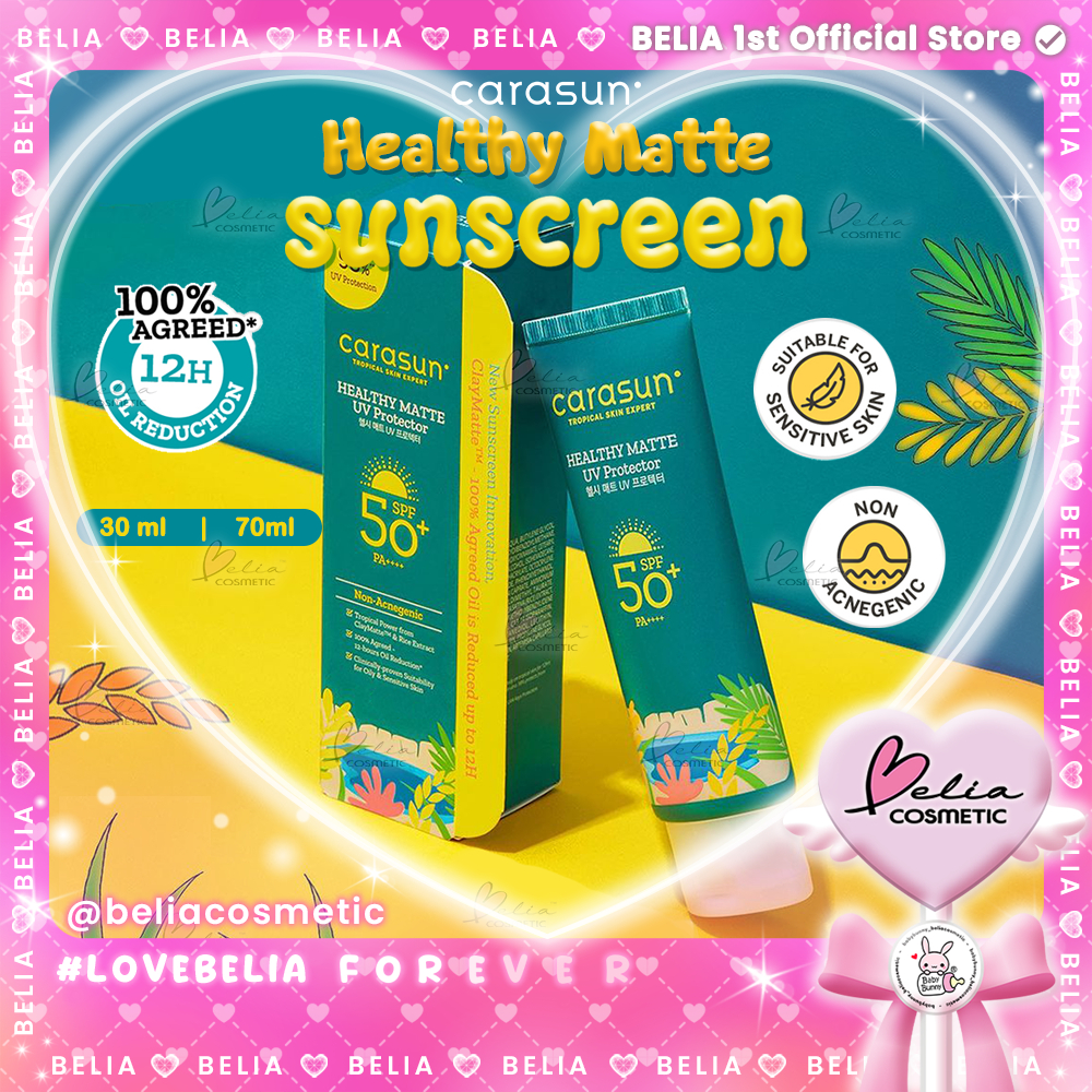 Jual BELIA CARASUN Sunscreen Healthy Matte UV Protector 70ml | 30ml | SPF 50+ PA++++ | Normal ...