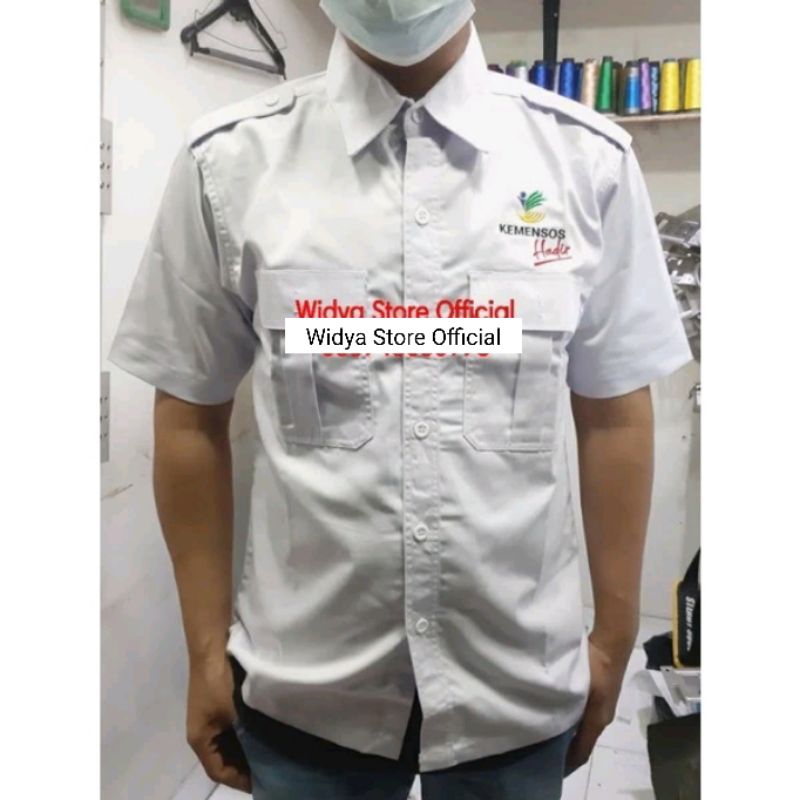 Jual Kemeja logo kemensos hadir terbaru logo baru lengan pendek lengan panjang | Shopee Indonesia