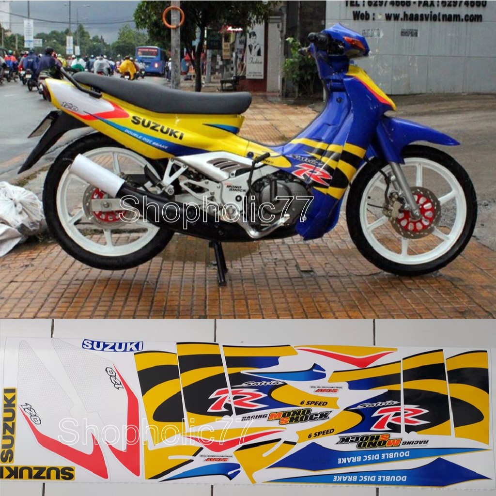 Jual Striping Satria Lumba Satria 2Tak Biru Kuning 2002 Tahan Vernis ...