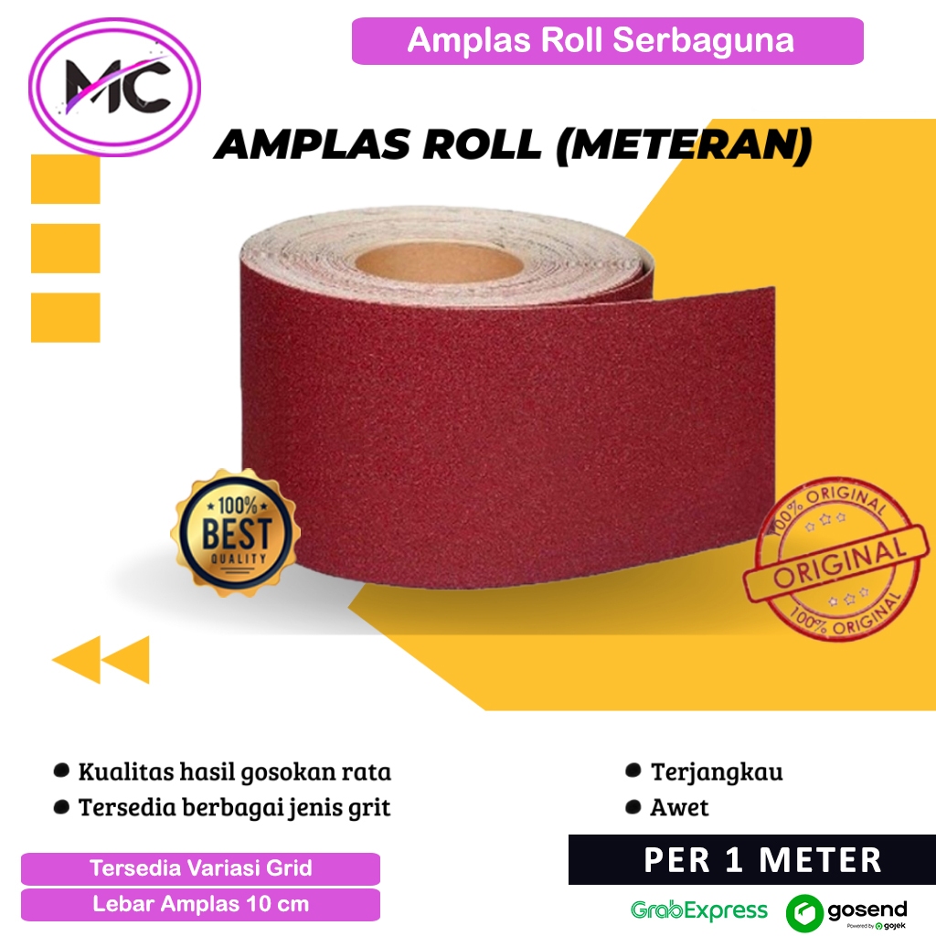 Jual Amplas Meteran Grit Grid 80 100 120 150 Amplas Roll Gulungan Untuk ...