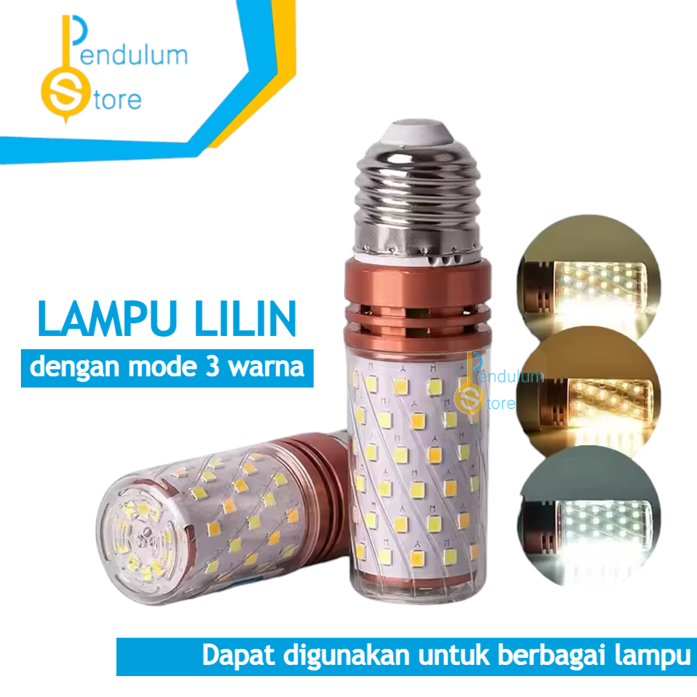 Jual Lampu Lilin 3 warna Emico LED Candle Light Bohlam Crystal 12 Watt ...