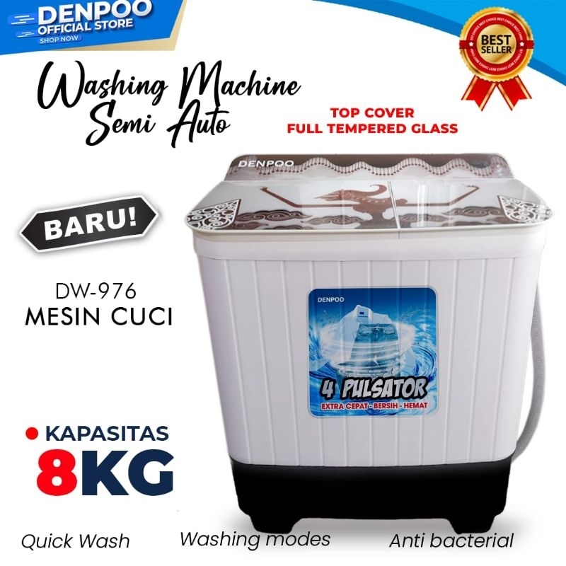 Jual Mesin Cuci Denpoo BATIK 2 Tabung Air Pancur -DW -976 BATIK ( 8KG ...