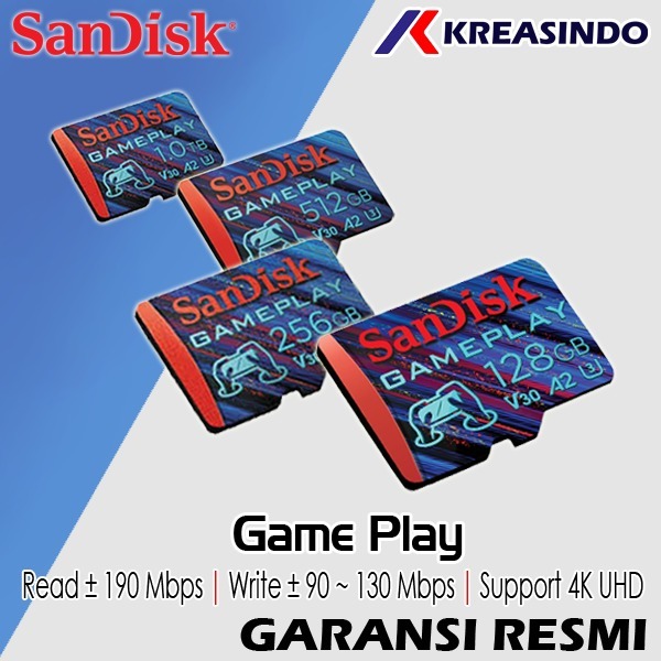 Jual SanDisk GamePlay Micro SDXC A2 U3 For Mobile Gaming 4K 128GB 256GB 512GB 1TB Garansi Resmi ...