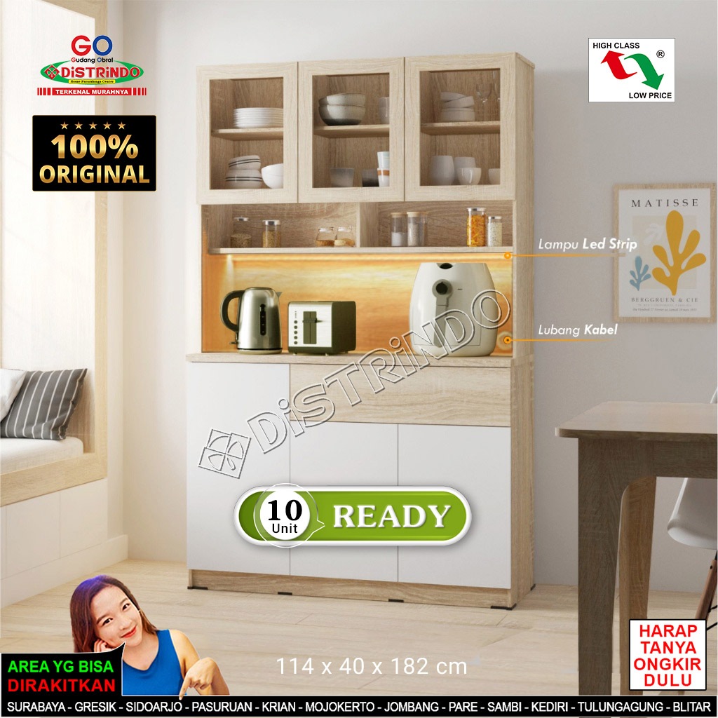 Jual Distrindo - Lemari Rak Dapur TEBAL MEWAH dengan LAMPU LED Panjang ...