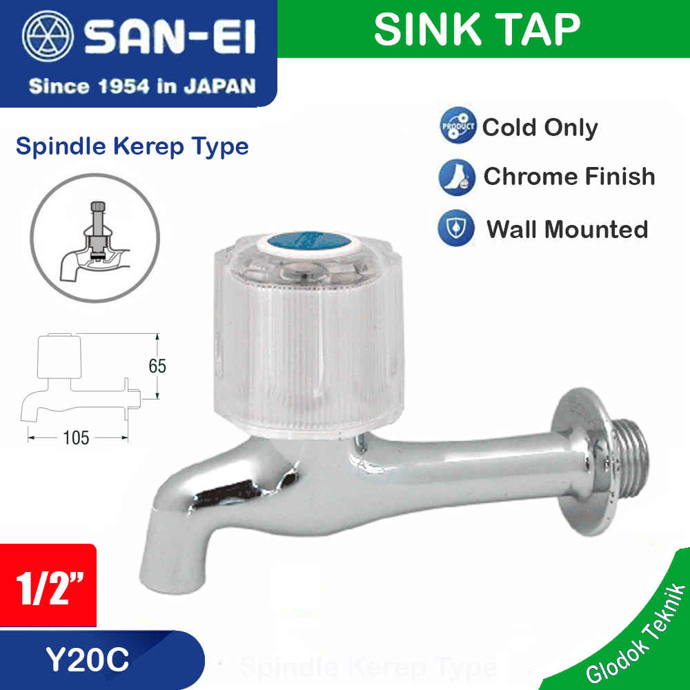 Jual San-Ei Kran Air Y20C - Kran Tembok Sink Tap Y 20 C | Shopee Indonesia