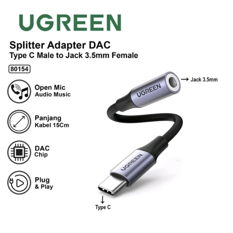Jual UGREEN Adapter Audio Type-C DAC Converter USB-C to Jack 3.5mm ...