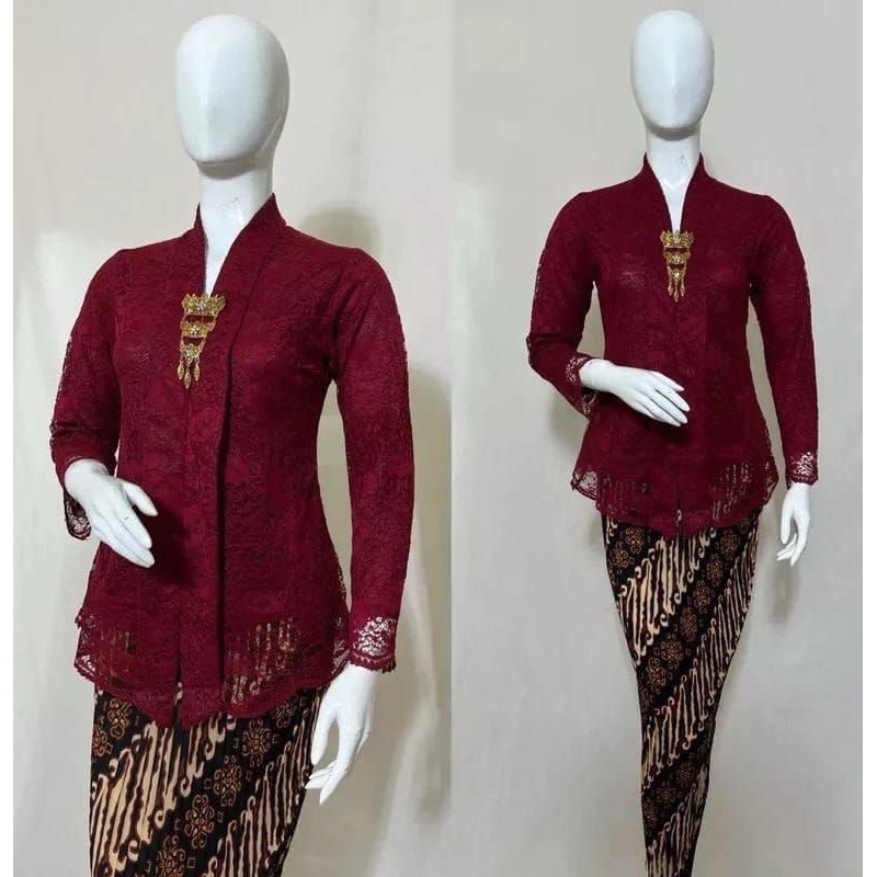 Jual Atasan Kebaya Brokat Modern Set Kebaya Kutubaru Floy Kartini Lengan Panjang Ukuran Jumbo ...