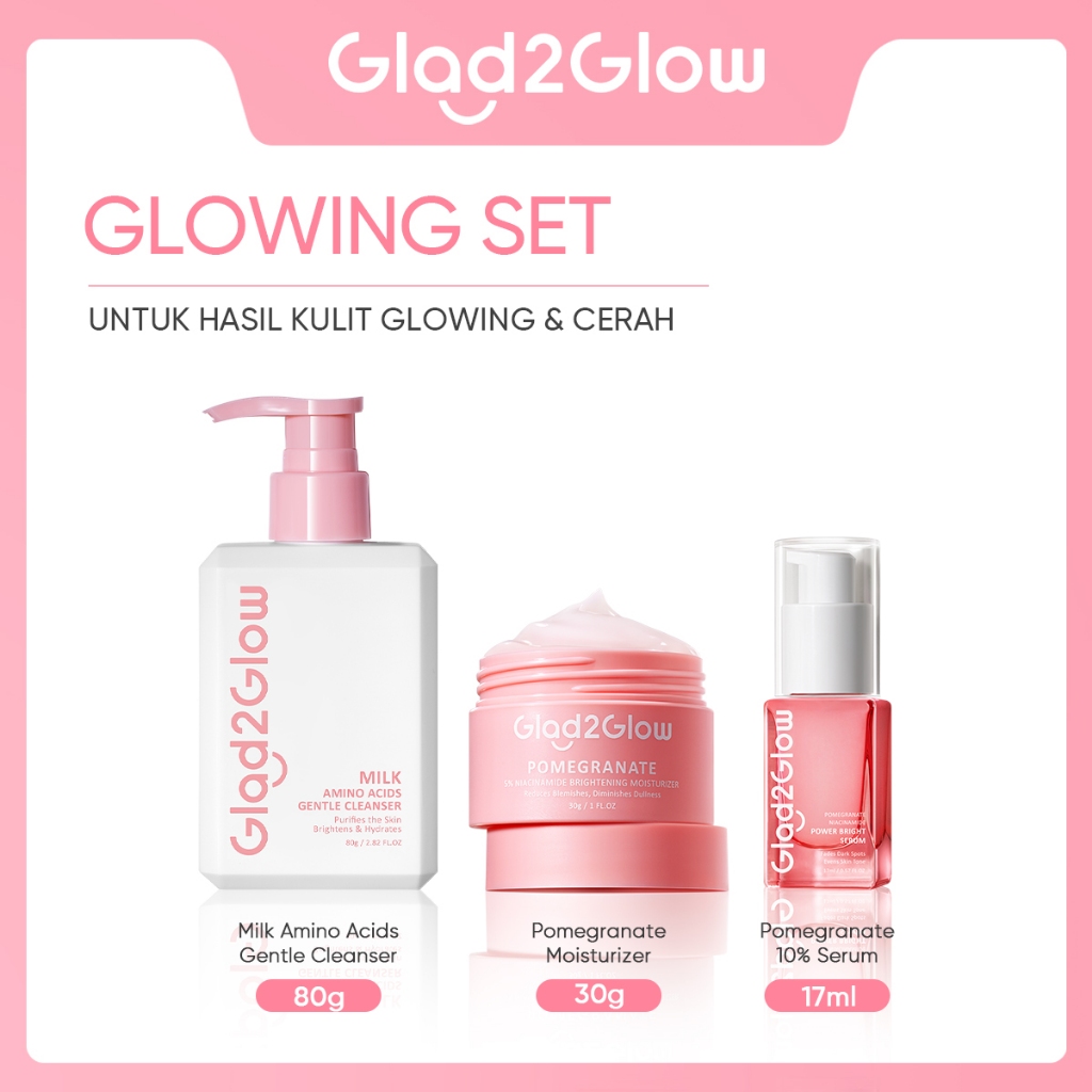 Jual Glad2Glow SPECIAL BUNDLE 3in1 3pcs Paket Skincare Moisturizer Serum Face Wash GLOWING KIT ...