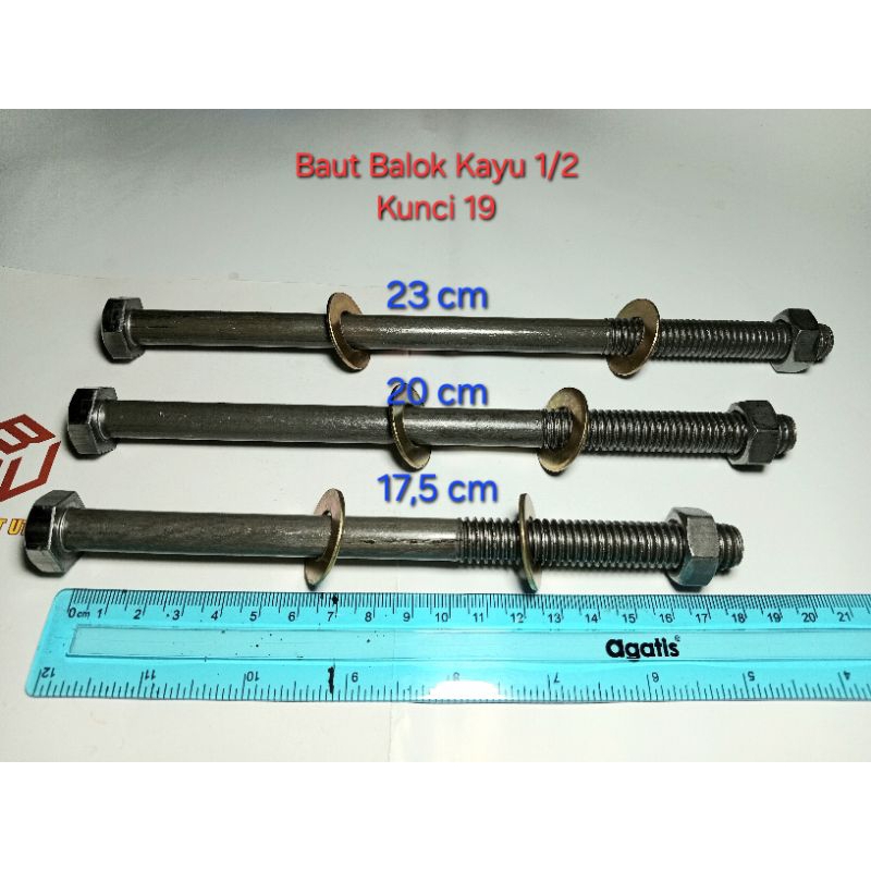 Jual Baut Balok Kayu 1/2*7 - 8 - 9 (17,5 - 20 - 22,5 cm) Kunci 19 Baut ...