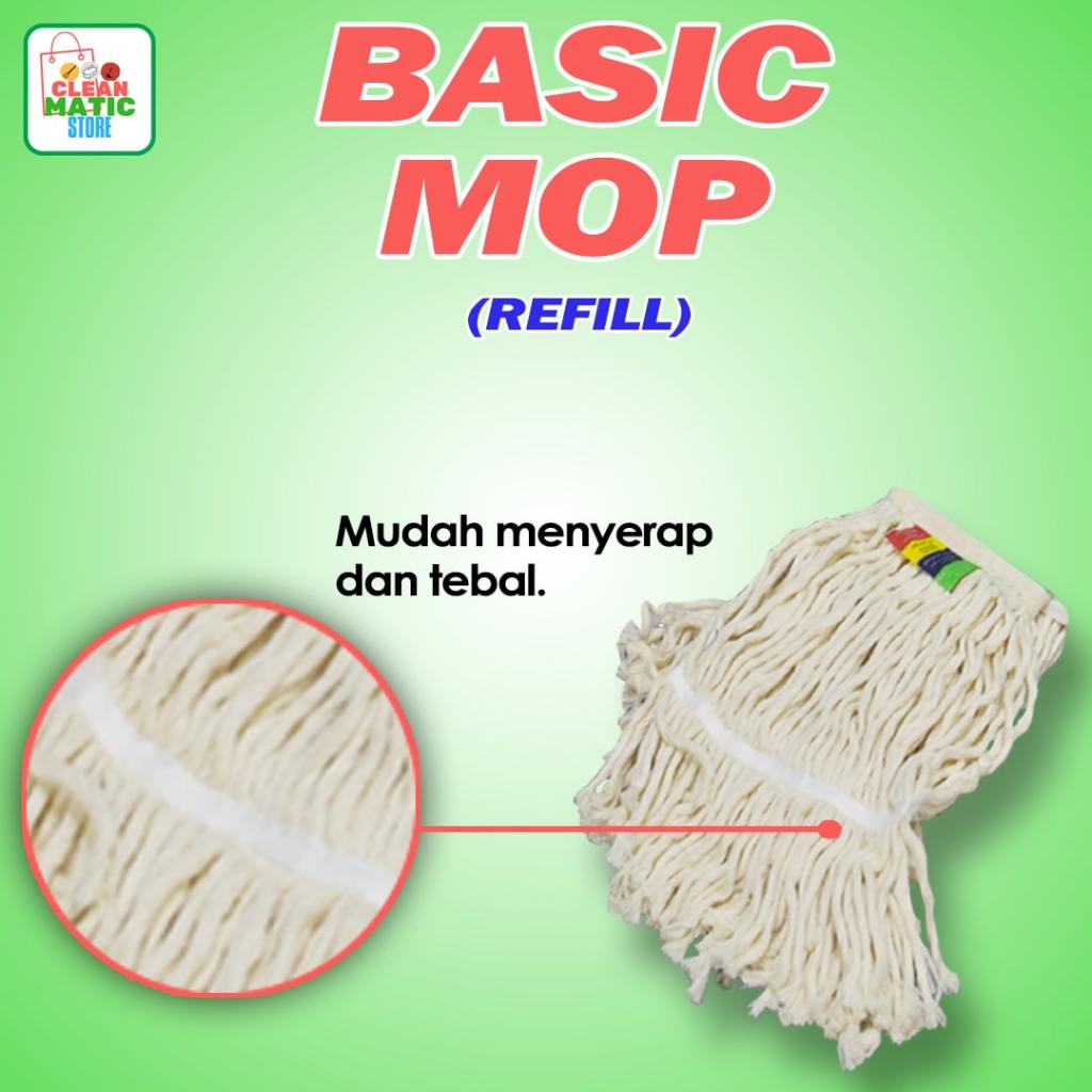Jual Clean Matic - Basic Mop Refill ( ISI ULANG SUMBU ALAT PEL / REFILL ...