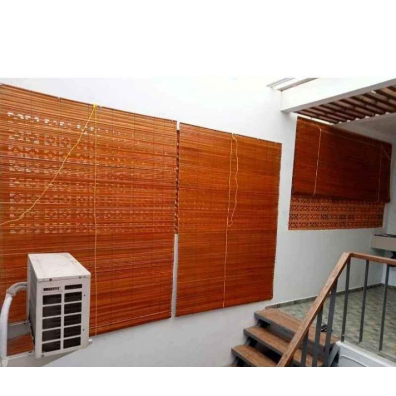 Jual Kerey Tirai Lebar 2x3 Tinggi Pliturvernis bambu sawit plus tali penggulung | Shopee Indonesia