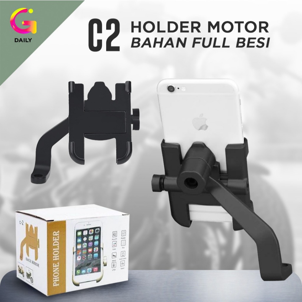 Jual Holder HP Motor Dudukan Handphone Spion Bahan Besi Full Metal C2 | Shopee Indonesia