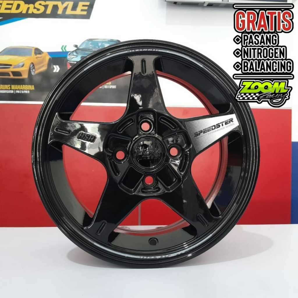 Jual Velg Mobil HSR ORIGINAL Model Palang Bintang Ring 15 lebar 65 Et42 Pcd 4x100 Black | Shopee ...