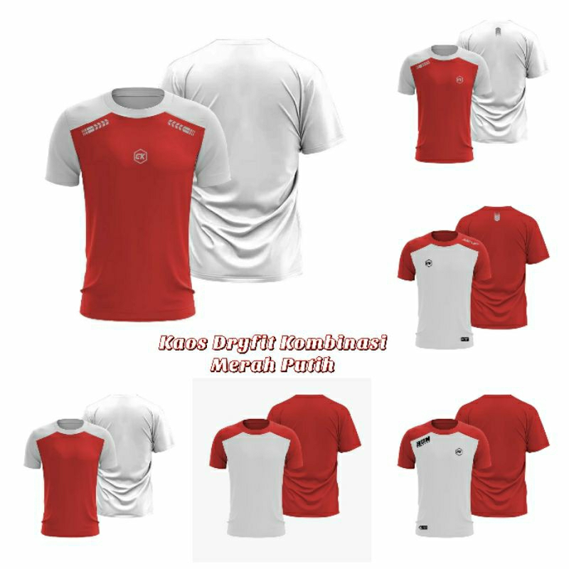 Jual Kaos Dryfit Polos Merah Putih Big Size Baju Atasan Jersey Kombinasi Dry Fit Indonesia ...