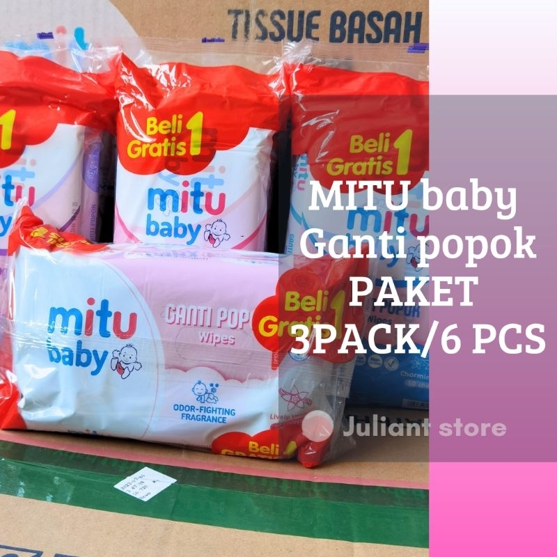 Jual Tisu Basah Mitu Baby Ganti Popok 50 sheets PAKET 3 PACK/6 PCS ...