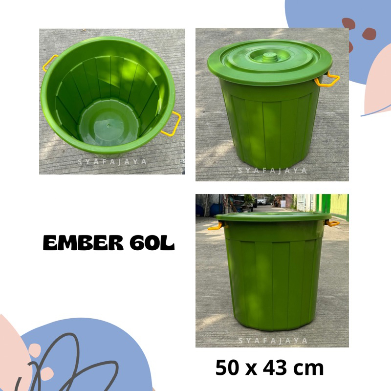 Jual Ember Air Plastik + Tutup 60 Liter Warna / Ember Air Plastik Besar Jumbo Ember Deden ...