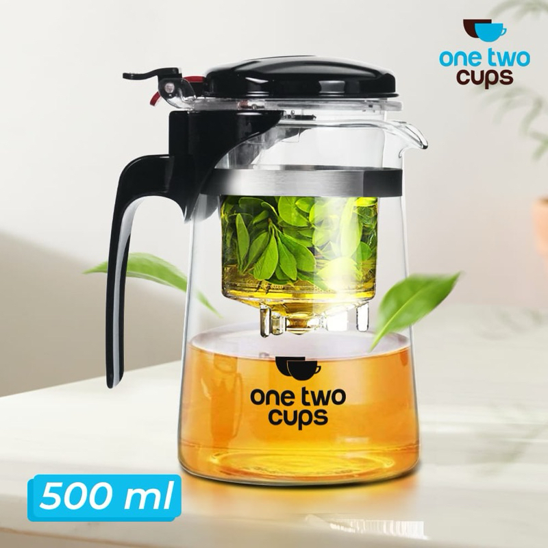 Jual One Two Cups Teko Teh Kaca Saringan Tahan Panas Infuser Teapot - K1 | Shopee Indonesia