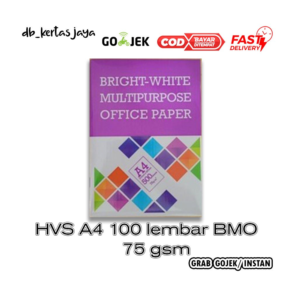 Jual Kertas A4 75 Gr 100 Lembar Bmo Bright White Multipurpose Office