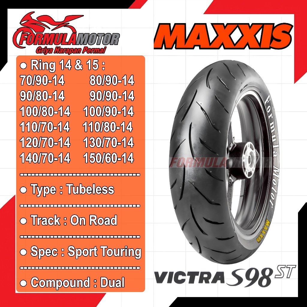 Jual Maxxis Victra ST Ring 14-15 Tubeless (Dual Compound) Ban Tubles ...