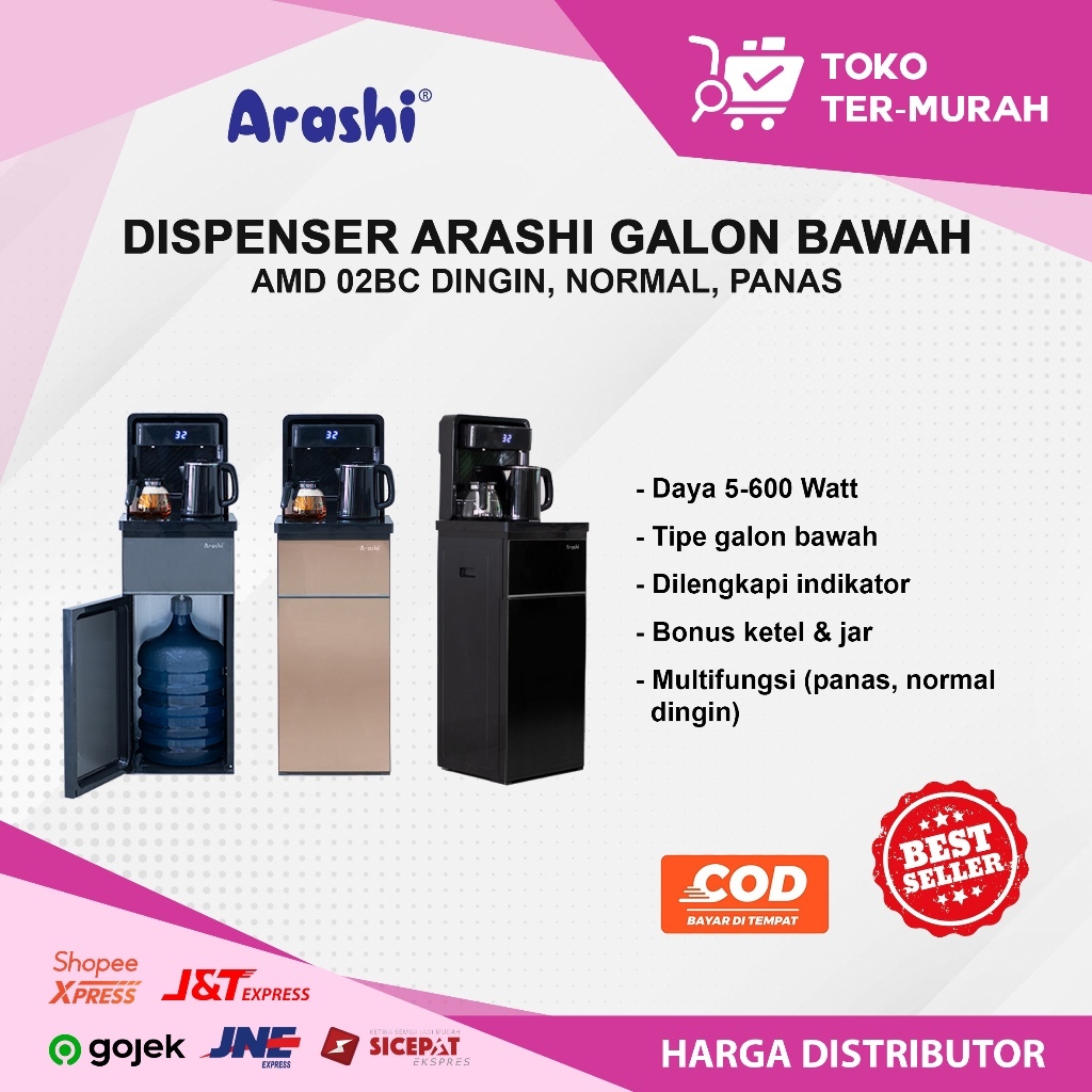Jual Arashi Dispenser Galon Bawah Digital Hot And Cold Amd 02BC | Shopee Indonesia