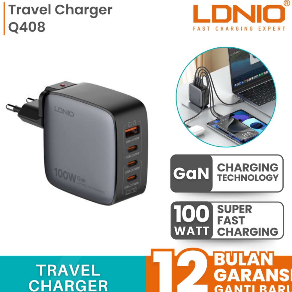 Jual KODE F74G LDNIO Q48 1W 4 Port USB PD Charger USBA3 USBC PD3 QC 3 ...