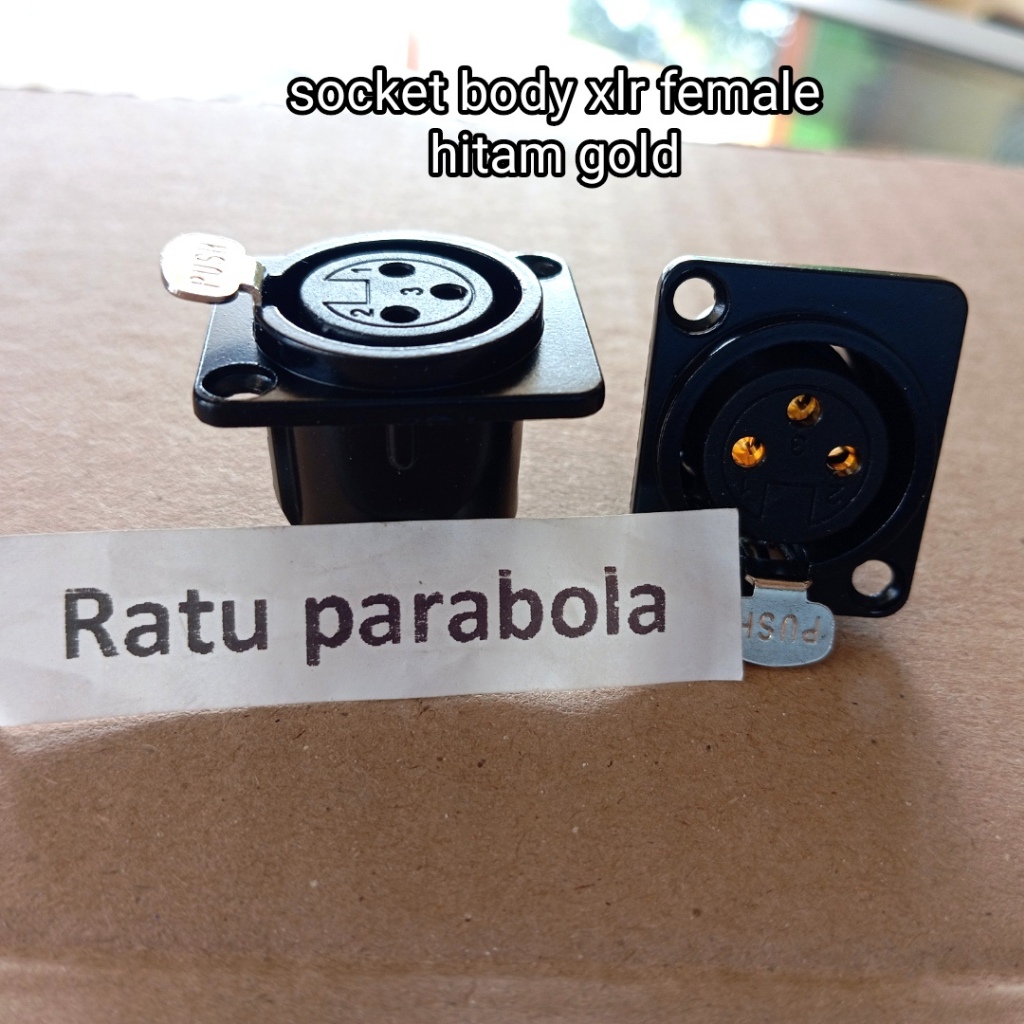 Jual Socket body xlr BESI HITAM GOLD soket body female hitam kaki gold ...