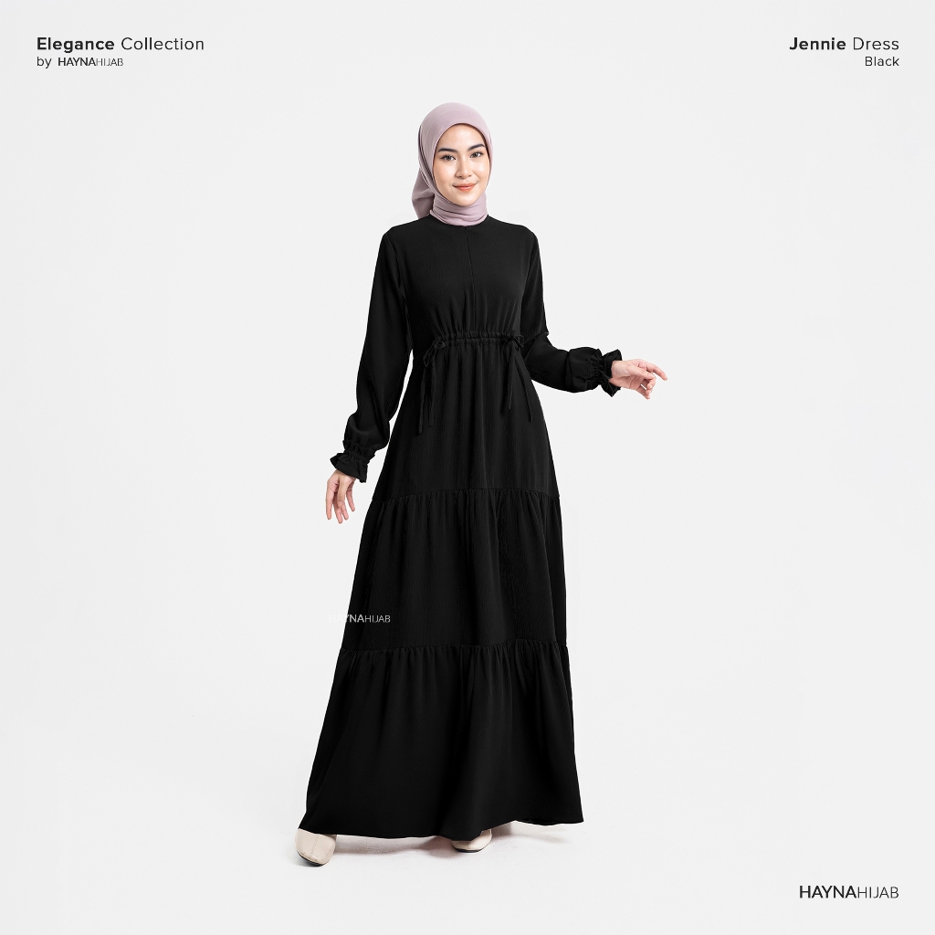 Jual HAYNA Jennie Dress (Black) - Daily Dress Busui Friendly Korean ...