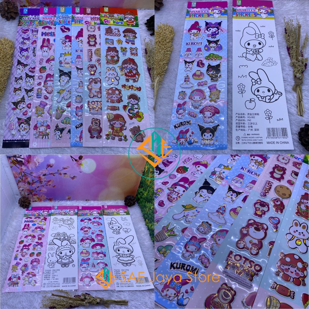 Jual SAE-STICKER TIMBUL 3D PANJANG + MEWARNAI MOTIF SANRIO LOTSO DAN ...