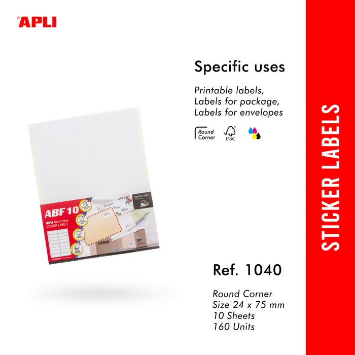 Jual APLI Stiker Label Basic Flexy (ABF) 10 Sheets 24x75mm (160 units ...