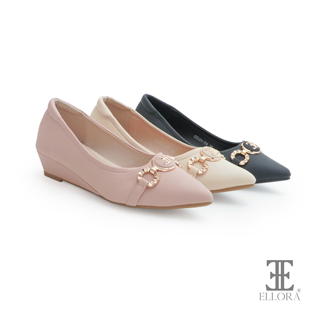 Jual ELLORA EG 524-114 Sepatu Kerja Wanita Wedges Import 4cm | Shopee ...