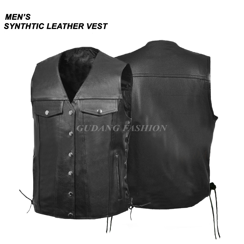 Jual Rompi Kulit Vest Pria Rompi Kulit Sintetis Rompi Riding | Shopee ...