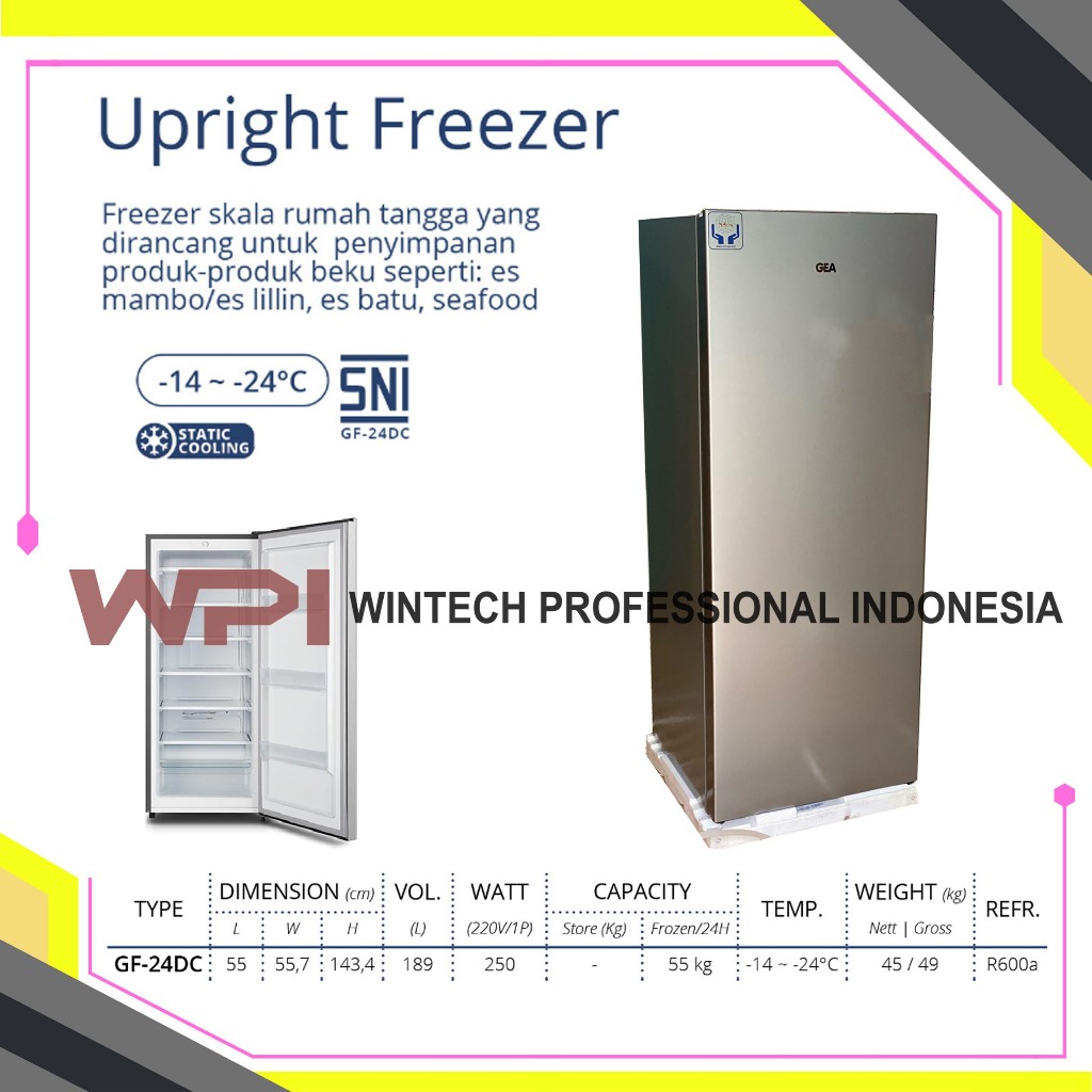 Jual Gea GF-24DC Upright Freezer / Kulkas Es Batu / Freezer Asi Berdiri ...