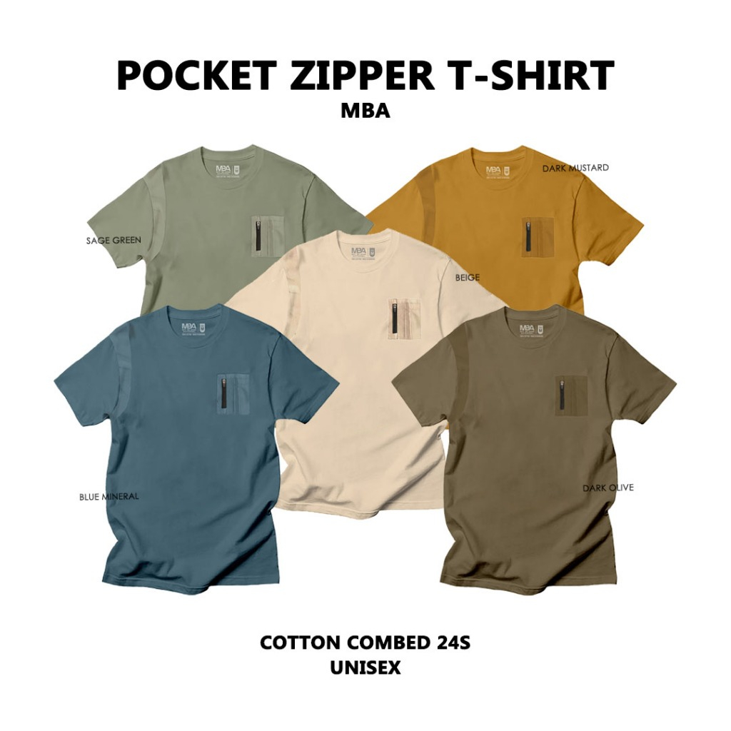Jual Kaos Pocket Zipper MBA Cotton Combed 24s Oblong Distro Cowok ...