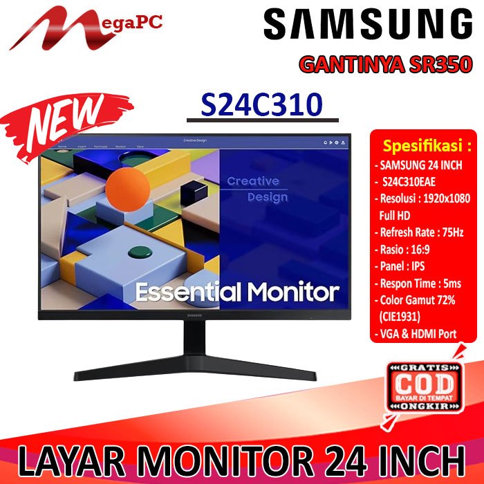 Jual Monitor 24" Inch Samsung S24R350FZE FHD LED IPS 75HZ Bezelless ...