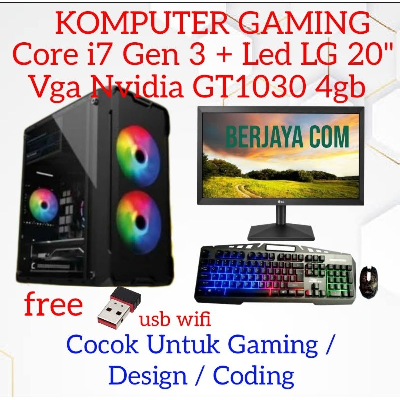 Jual Full Set I7 Gen 3 - LG 20" - Vga Nvidia GT1030 4gb - 16gb Ram - 500gb Ssd - Pc Rakitan ...